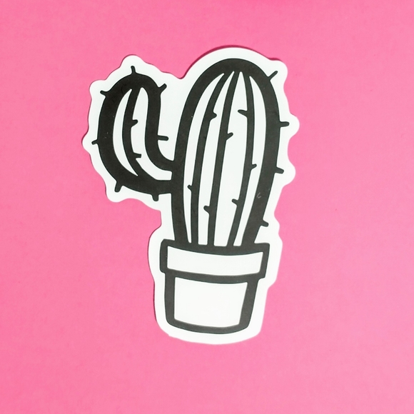 Design | 110 Black And White Cactus Houseplant Matte Vsco Die Cut ...